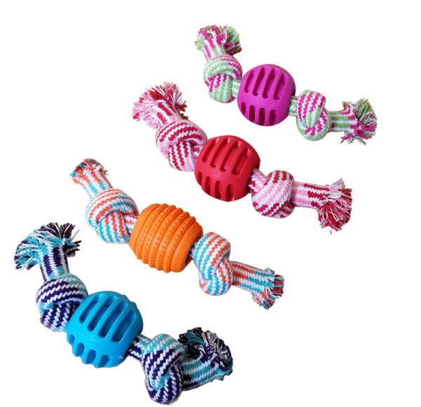 Dog teething cleaning toy with TPR ball, Rope toy for small dog - My ...